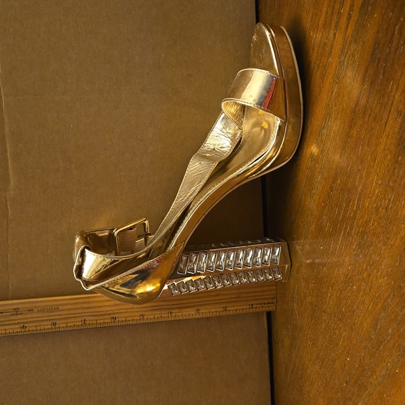 Melly M | Shoes | Melly Gold Chunky Heel Sandals | Poshmark